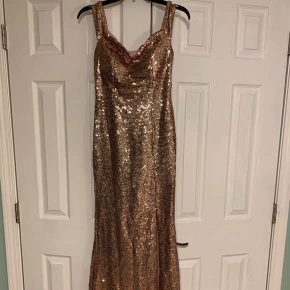 Dresses | Rose Gold Sequence Gown | Poshmark